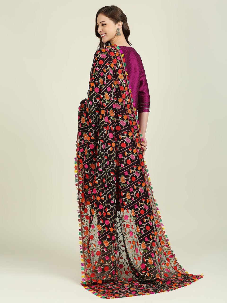 Georgette Dupatta with Multicolour Embroidery all over – Dupatta Bazaar