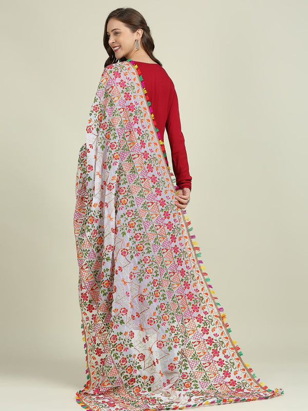Georgette Dupatta with Multicolour Embroidery all over – Dupatta Bazaar