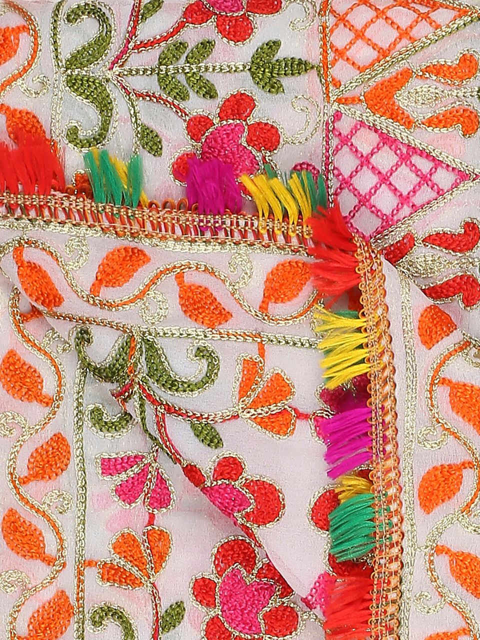 Georgette Dupatta with Multicolour Embroidery all over – Dupatta Bazaar