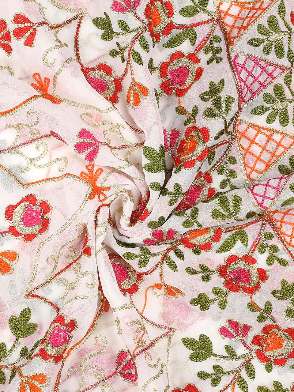 Georgette Dupatta with Multicolour Embroidery all over – Dupatta Bazaar