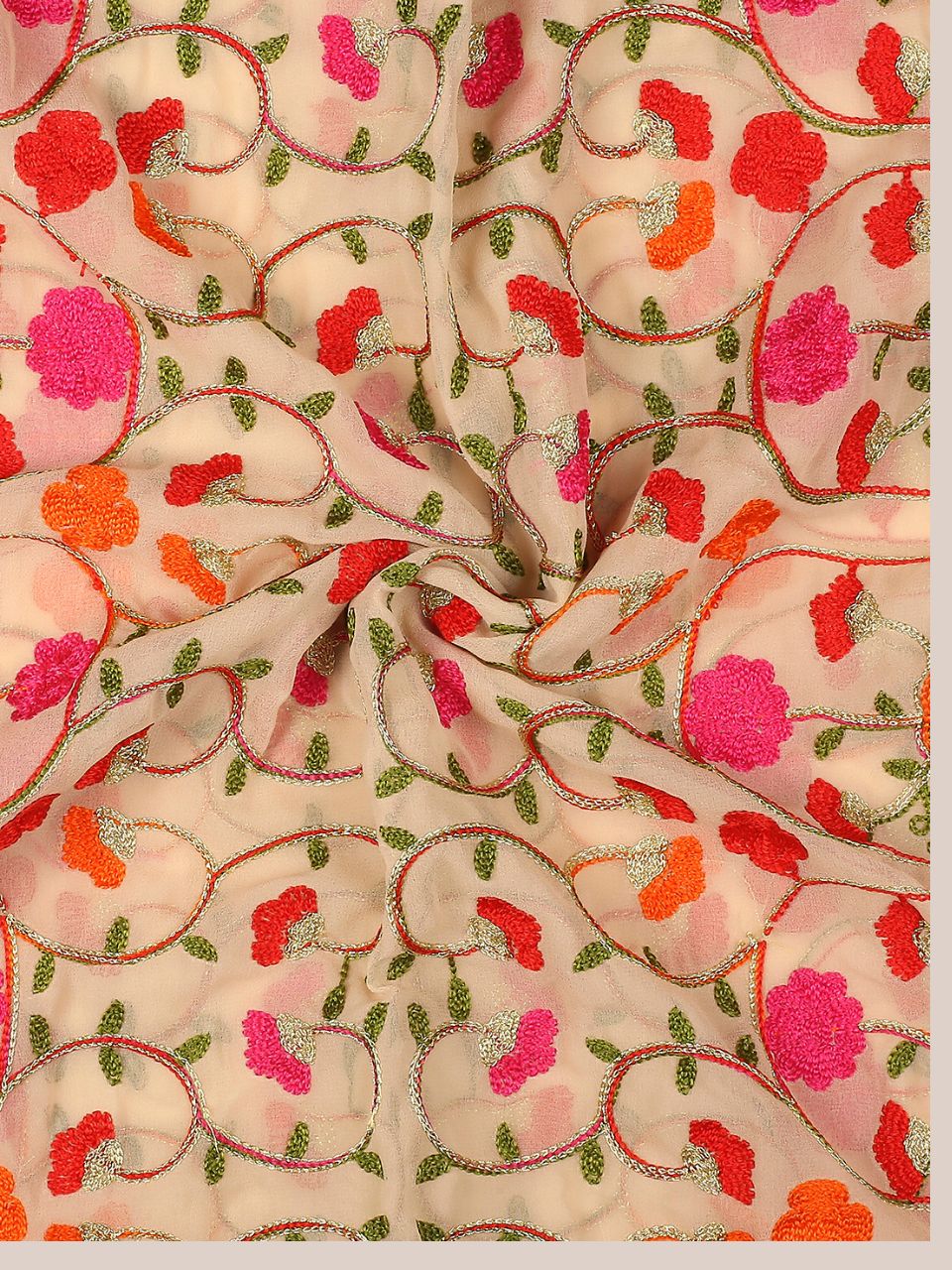 Georgette Dupatta with Multicolour Embroidery all over – Dupatta Bazaar