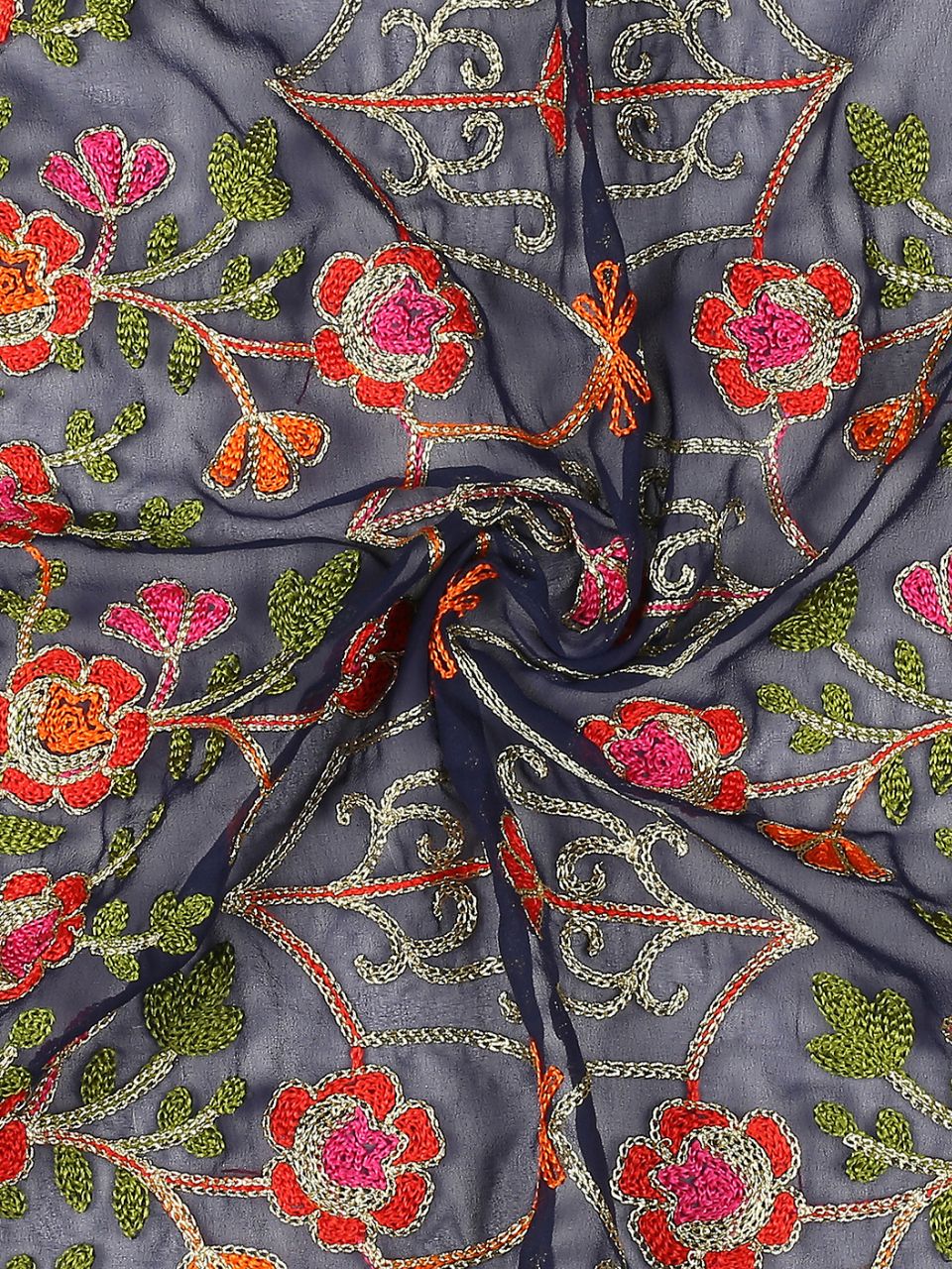 Georgette Dupatta with Multicolour Embroidery all over – Dupatta Bazaar