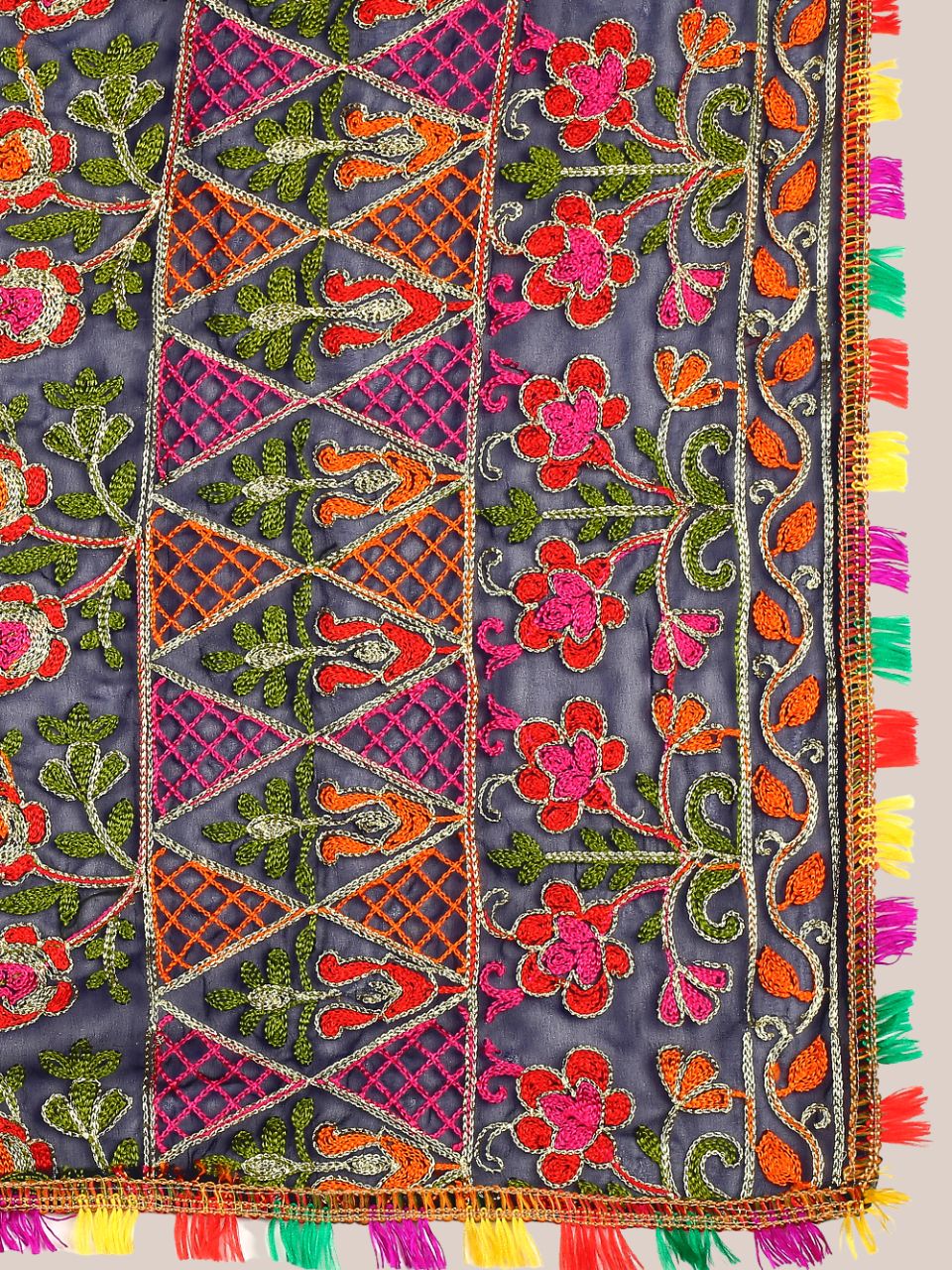 Georgette Dupatta with Multicolour Embroidery all over – Dupatta Bazaar