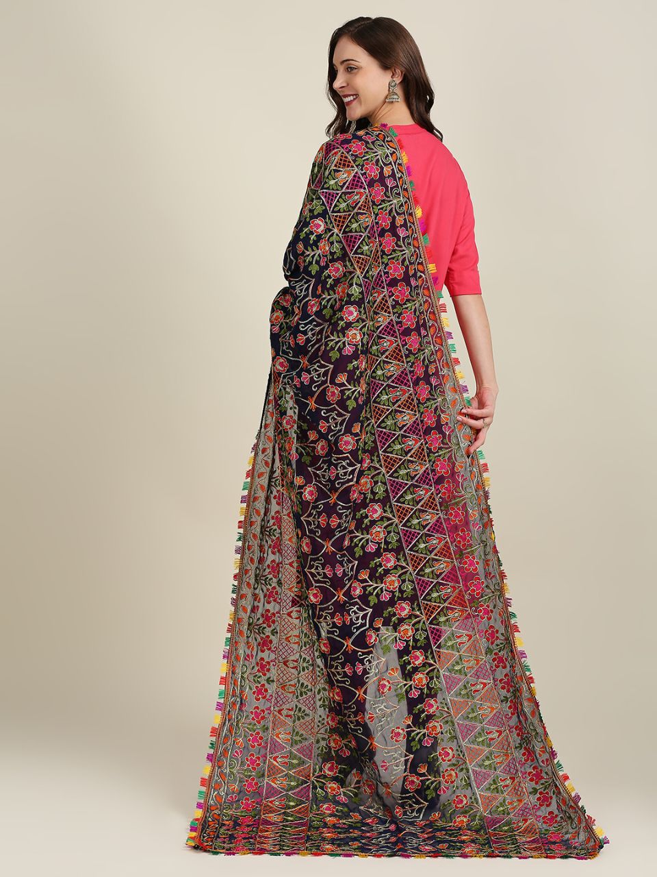 Georgette Dupatta with Multicolour Embroidery all over – Dupatta Bazaar