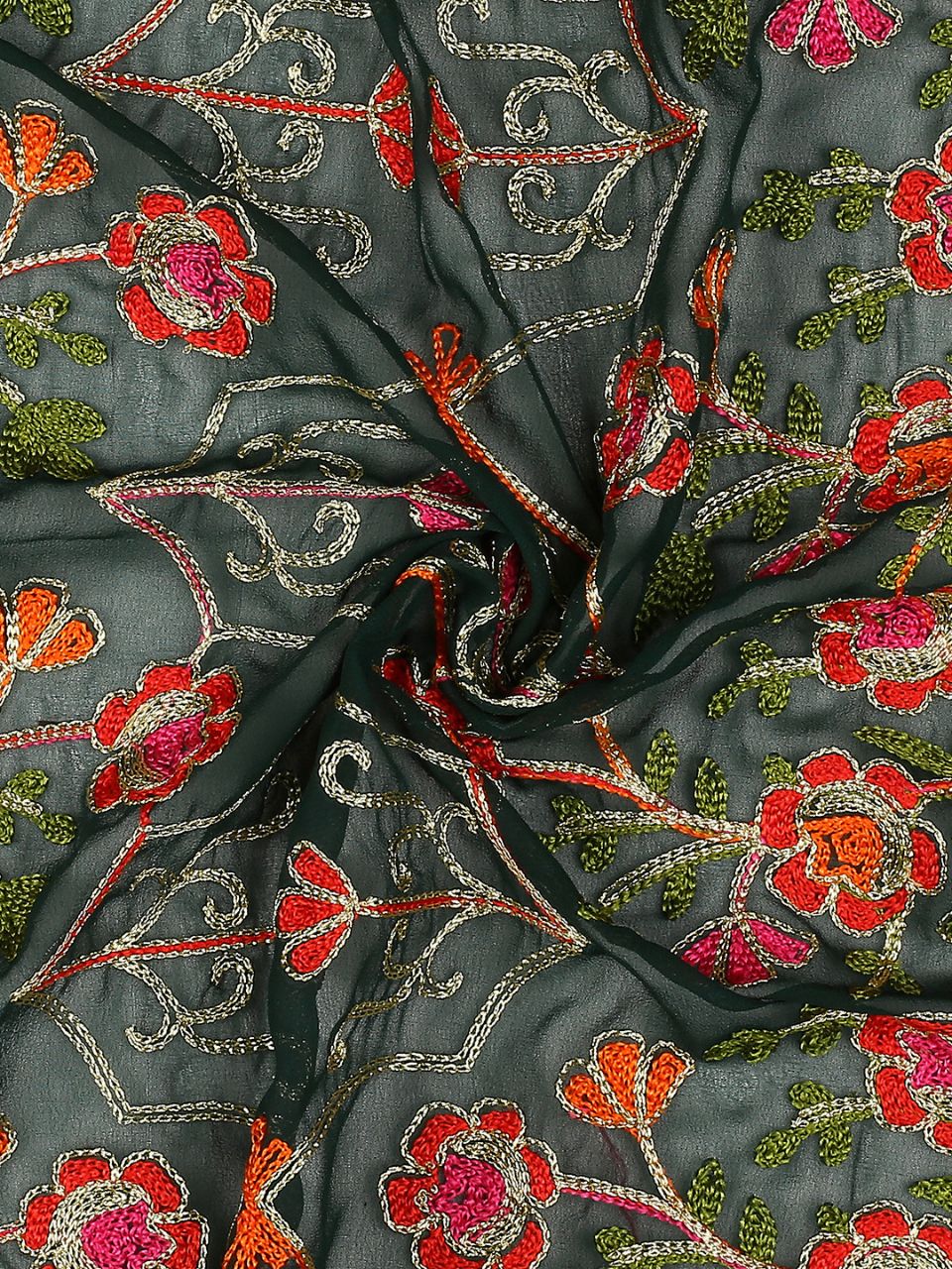 Georgette Dupatta with Multicolour Embroidery all over – Dupatta Bazaar