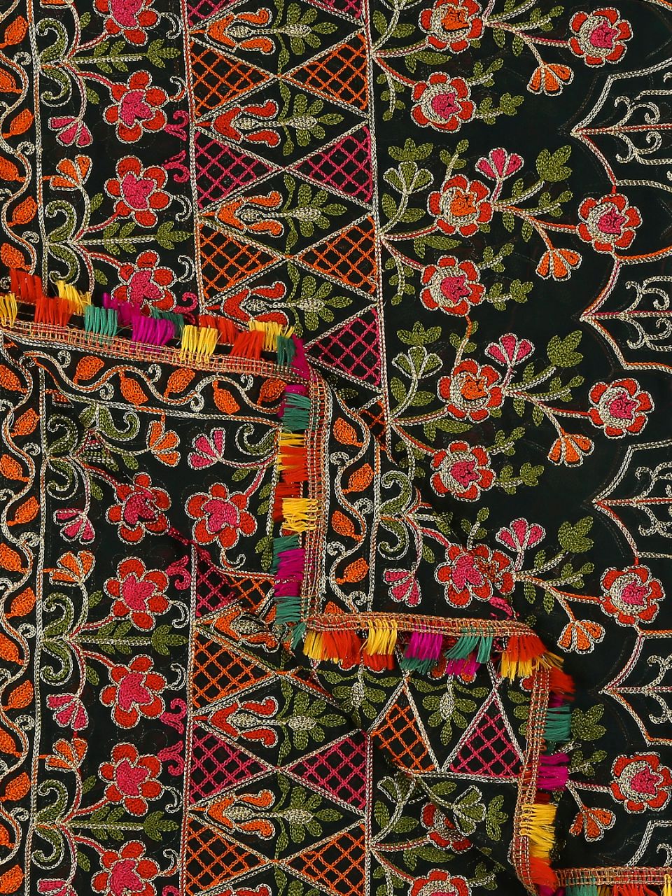 Georgette Dupatta with Multicolour Embroidery all over – Dupatta Bazaar
