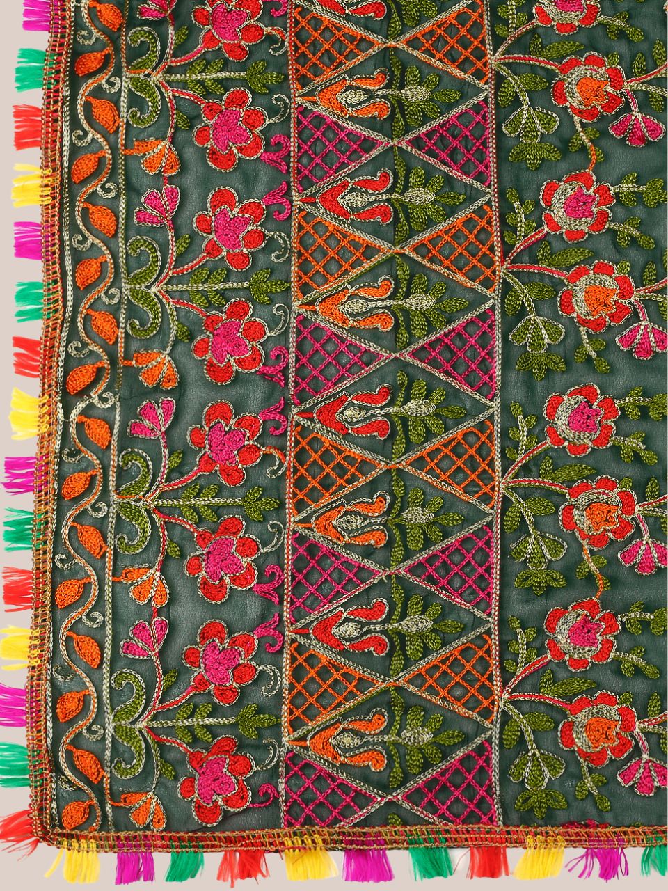 Georgette Dupatta with Multicolour Embroidery all over – Dupatta Bazaar