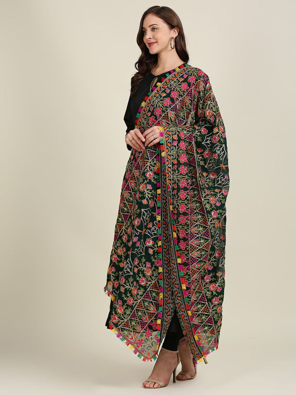 Georgette Dupatta with Multicolour Embroidery all over – Dupatta Bazaar