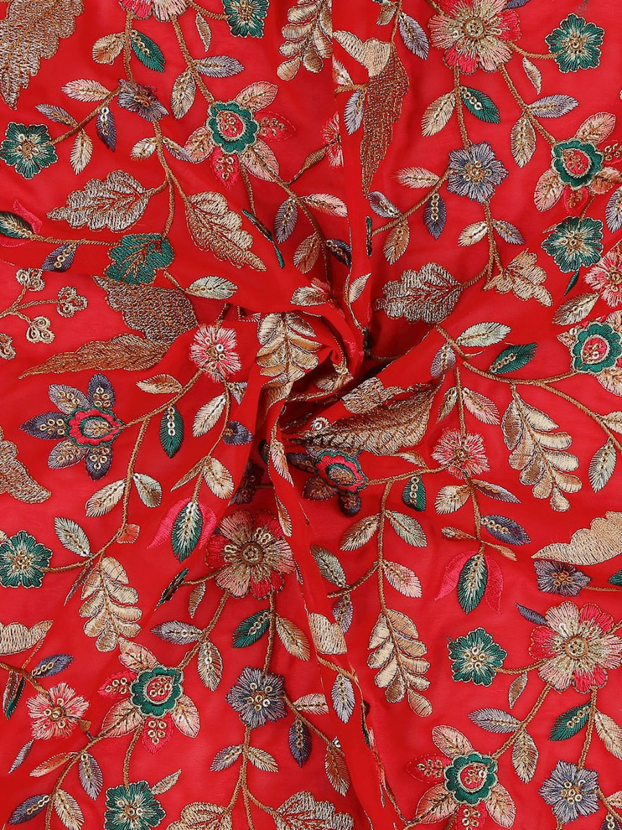 Men's Red Dupatta with Heavy Multicolour Embroidery for Kurta/Sherwani ...