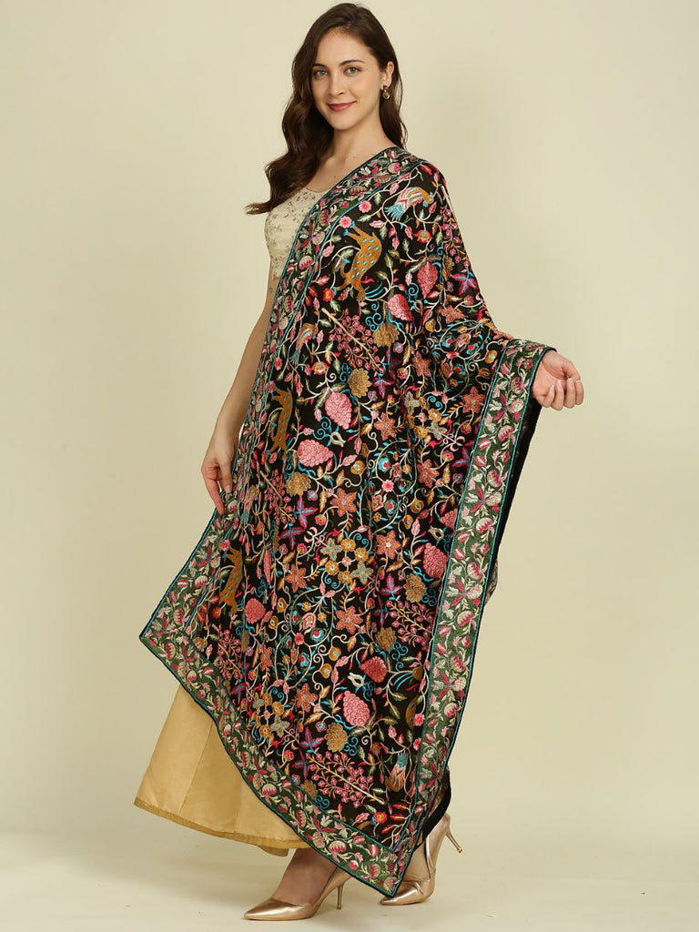 All Over Embroidered Black & Multi Georgette dupatta – Dupatta Bazaar