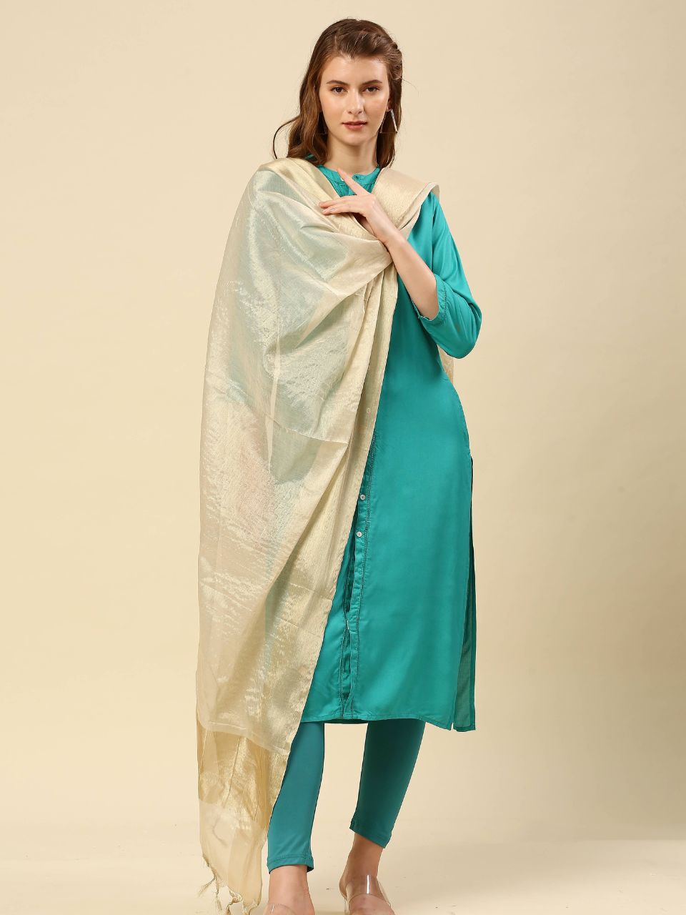 Light Gold Banarasi Tissue Silk Dupatta – Dupatta Bazaar
