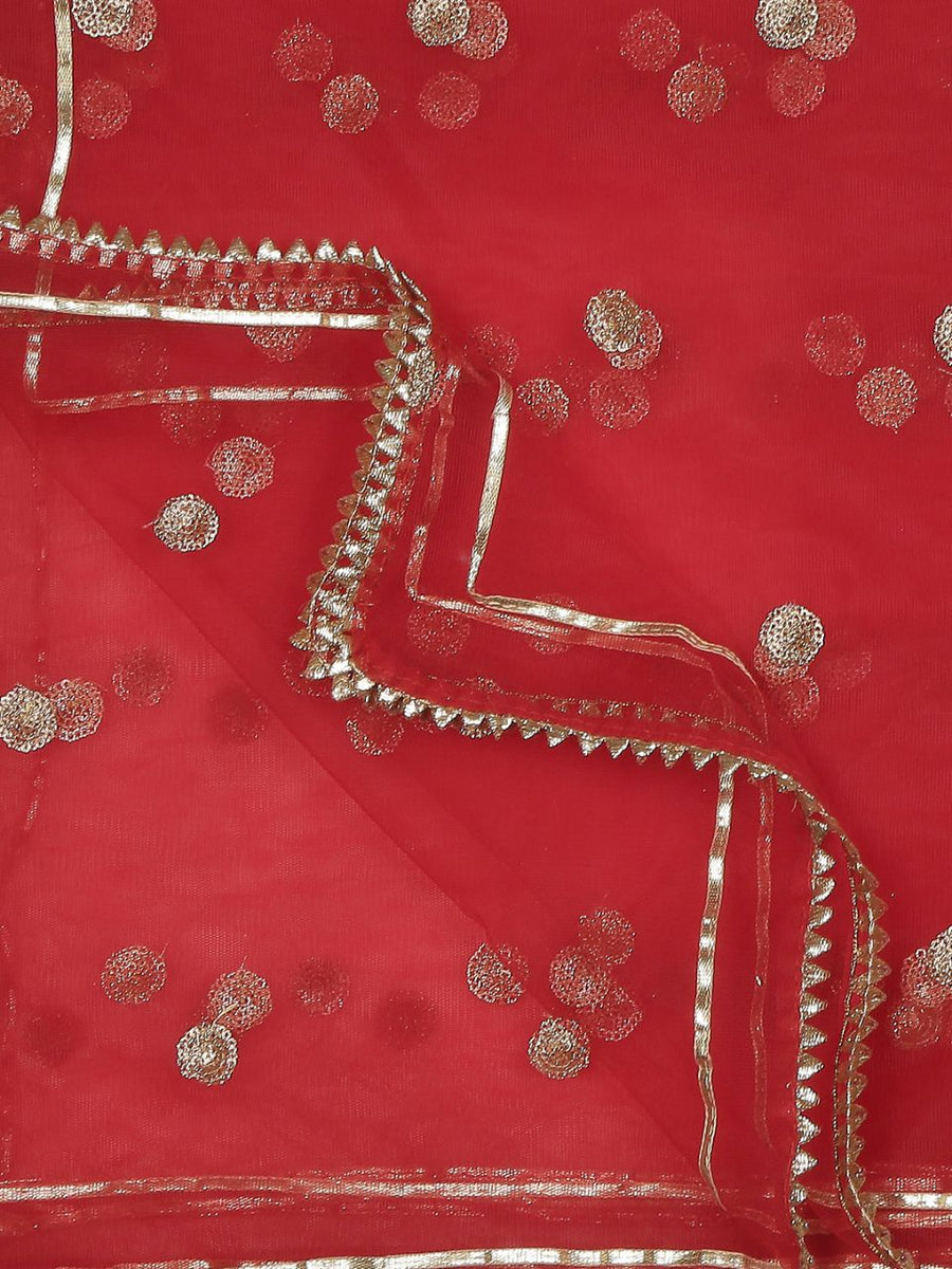 Red Net Dupatta with Sequins Motifs – Dupatta Bazaar