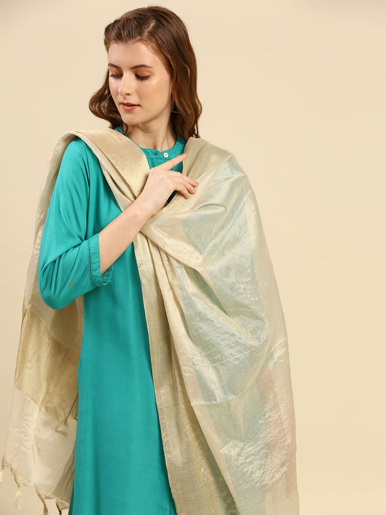 Dull Gold Banarasi Tissue Silk Dupatta – Dupatta Bazaar