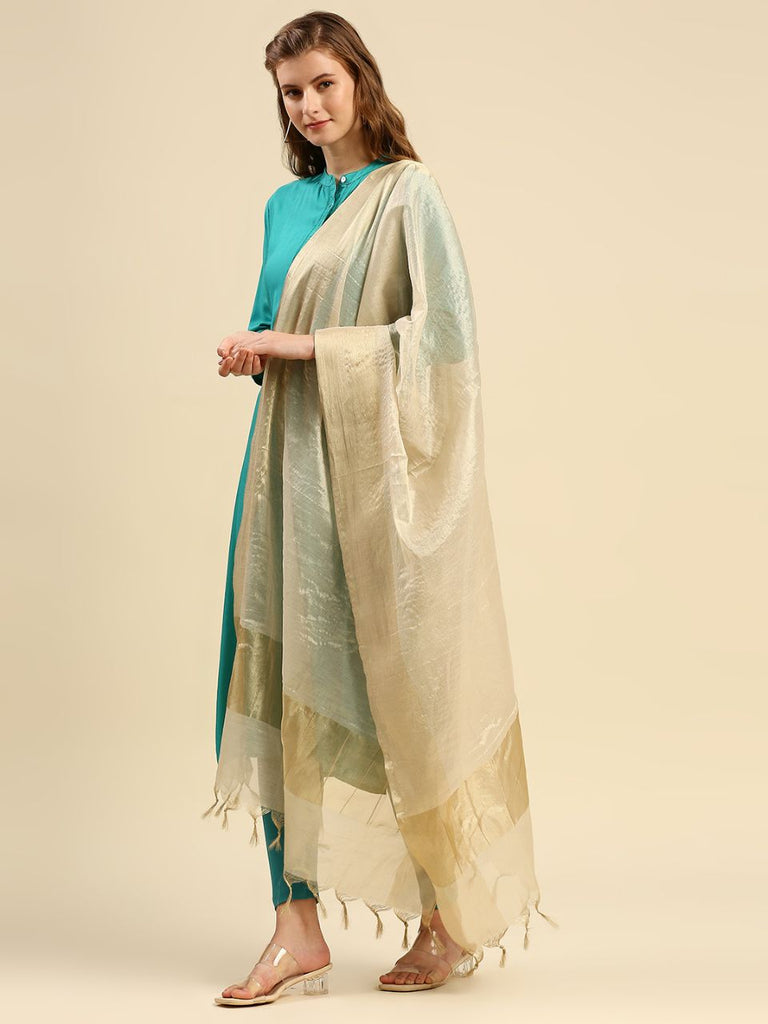 Light Gold Banarasi Tissue Silk Dupatta – Dupatta Bazaar