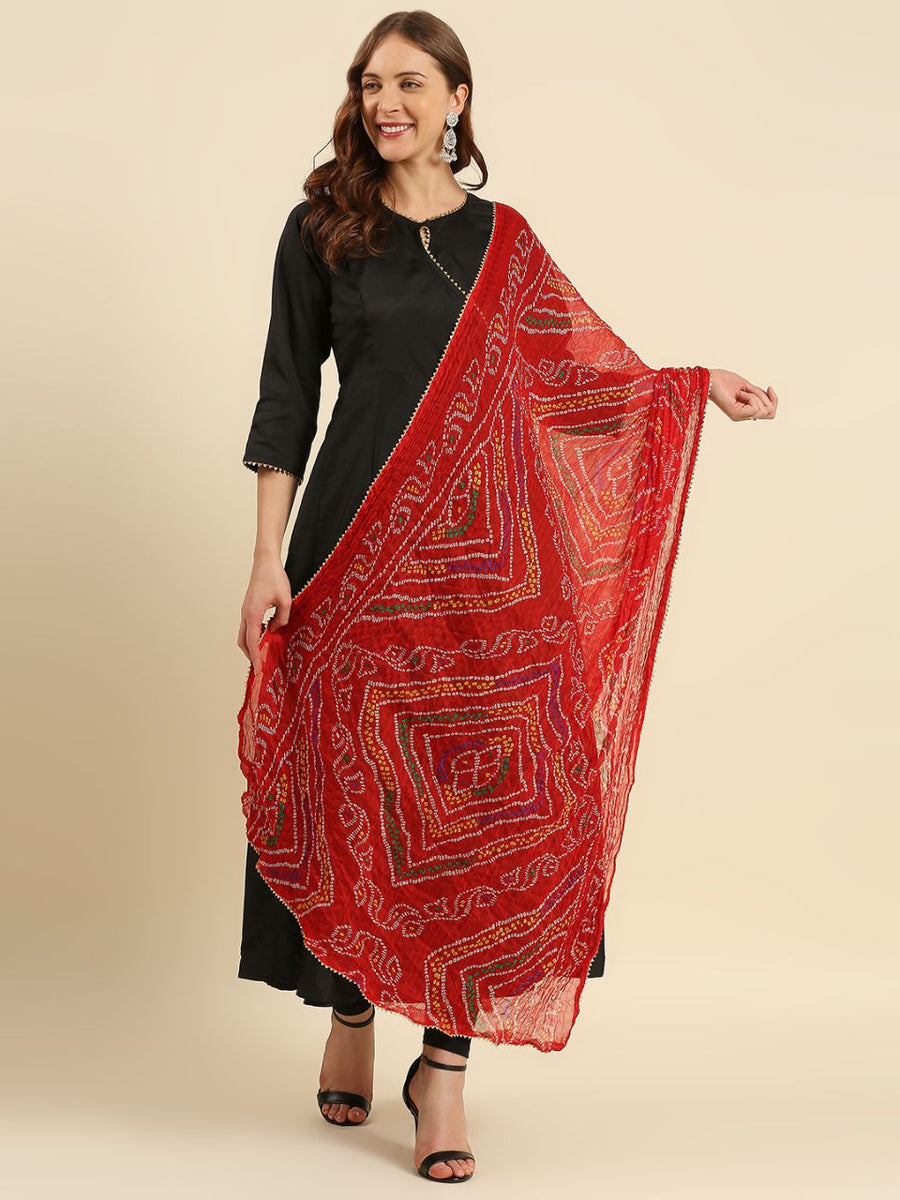 Multi Printed Bandhini Chiffon Dupatta – Dupatta Bazaar
