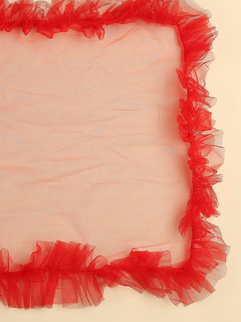 Red Net Ruffle Scarf/ Stole – Dupatta Bazaar