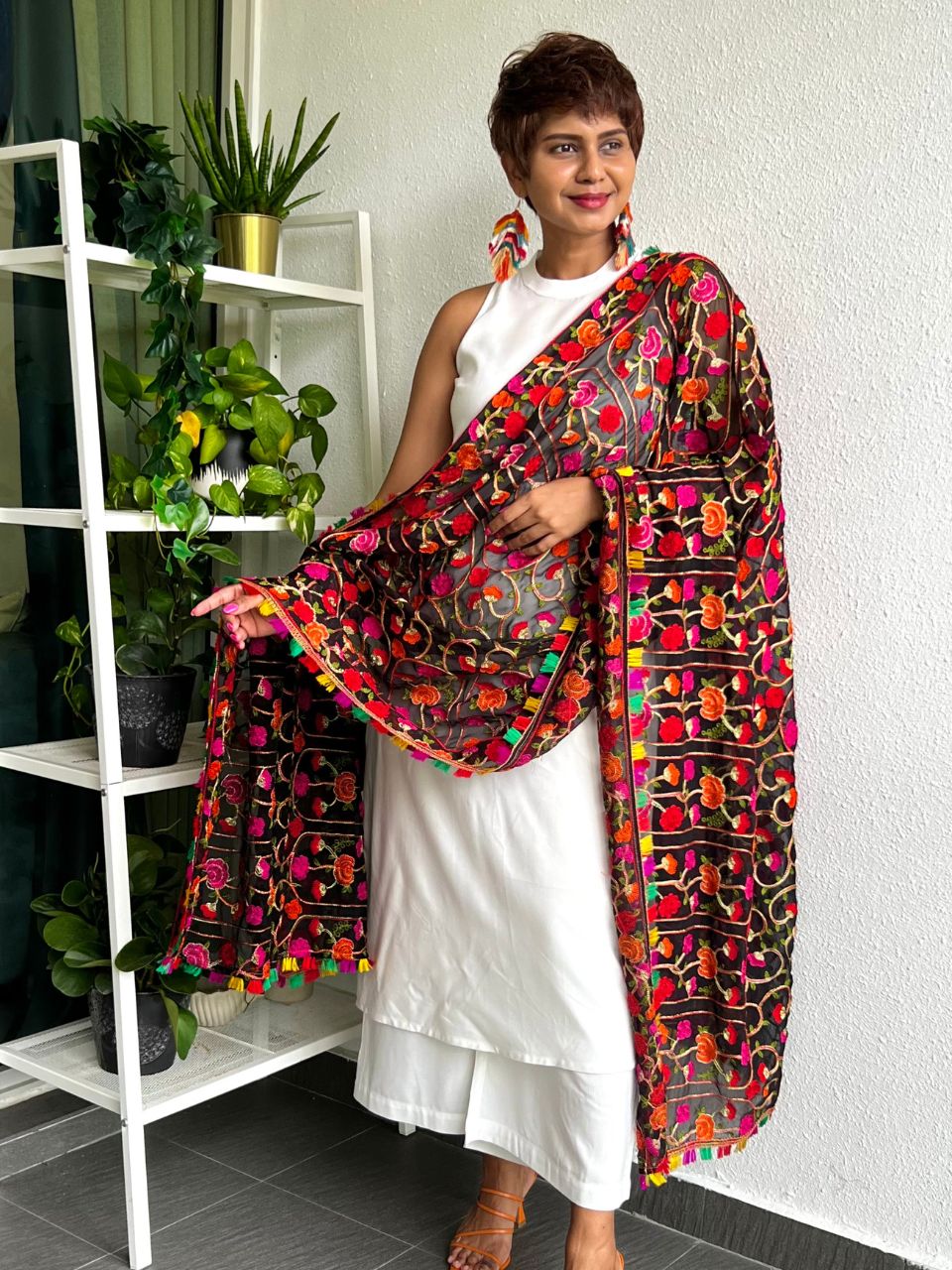 Georgette Dupatta with Multicolour Embroidery all over – Dupatta Bazaar