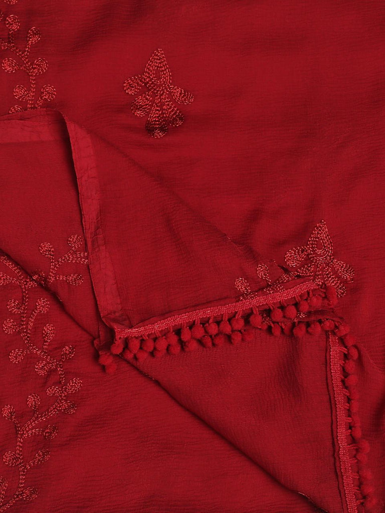 Black chiffon dupatta white embroidery Dupatta Bazaar